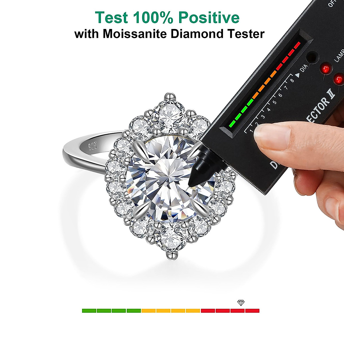 LAVALE Moissanite Engagement Rings for Women, 1.2 CT Lab Created Diamond Promise Rings 18K White Gold Vermeil Knife Edge Moissanite Solitaire Rings for Women Wedding Gifts