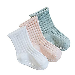 QandSweet Baby Boy Combed Cotton Socks Toddler Ankle Sock Non-Skid for Newborn Infant Childrens (0-6M, 9 Colors)
