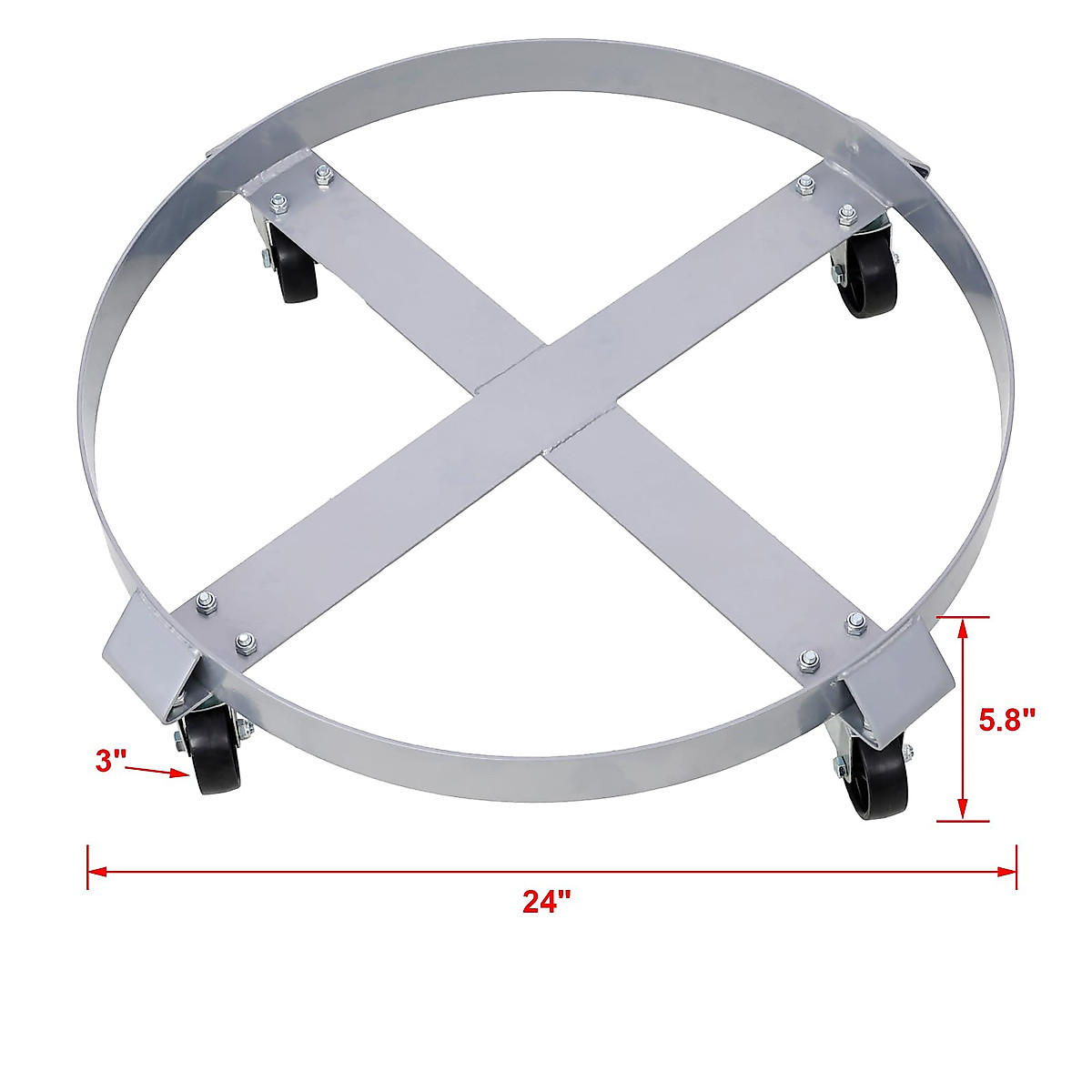 55 Gallon Drum Dolly, 2PCS Heavy Duty 1000lbs Load Capacity, Barrel Dolly Cart Drum Caddy, Non Tipping Hand Truck Capacity Dollies with Steel Frame 4 Swivel Casters Wheel, for Warehouse Drum Handling