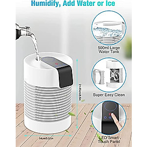 Portable Air Conditioner Fan, 4-In-1 Portable AC & Humidifier, AC Unit with 3-Speed 360° Rotation Mini Air Conditioner Personal Air Conditioner Evaporative Air Cooler for Room Car Camping Office