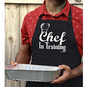 ThisWear Chef in Training Funny Apron for Kitchen Two Pocket Apron Black