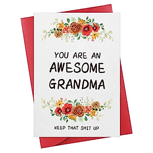 WaaHome Funny Mothers Day Card for Grandma Grandmother Nana, You Are An Awesome Grandma Mothers Day Gifts Card from Grandchildren, Grandma Nana Gift Card for Mothers Day Christmas Birthday