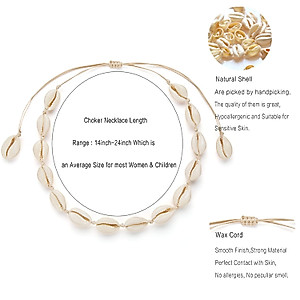 Nackiy Handmade Sea Shell Necklace for Women Summer Adjustable Natural Shell Collar Necklace (Beige Braided Rope)