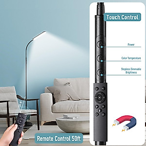 [2024 New] Floor Lamp, 18W 1800LM Super Bright LED Light Lamp with Remote & Works with Smart Plug, Dimmable Timing Eye Caring Reading Light Modern Standing Floor Lamp for Living Room Bedroom Office