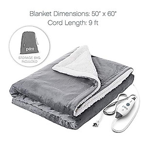 Pure Enrichment® WeightedWarmth™ - 2-in-1 Original Heated Weighted Blanket (50” x 60”) 13lbs, 4 InstaHeat™ Settings, BPA-Free Non-Toxic Glass Beads, Soft Micromink and Sherpa, with Storage Bag