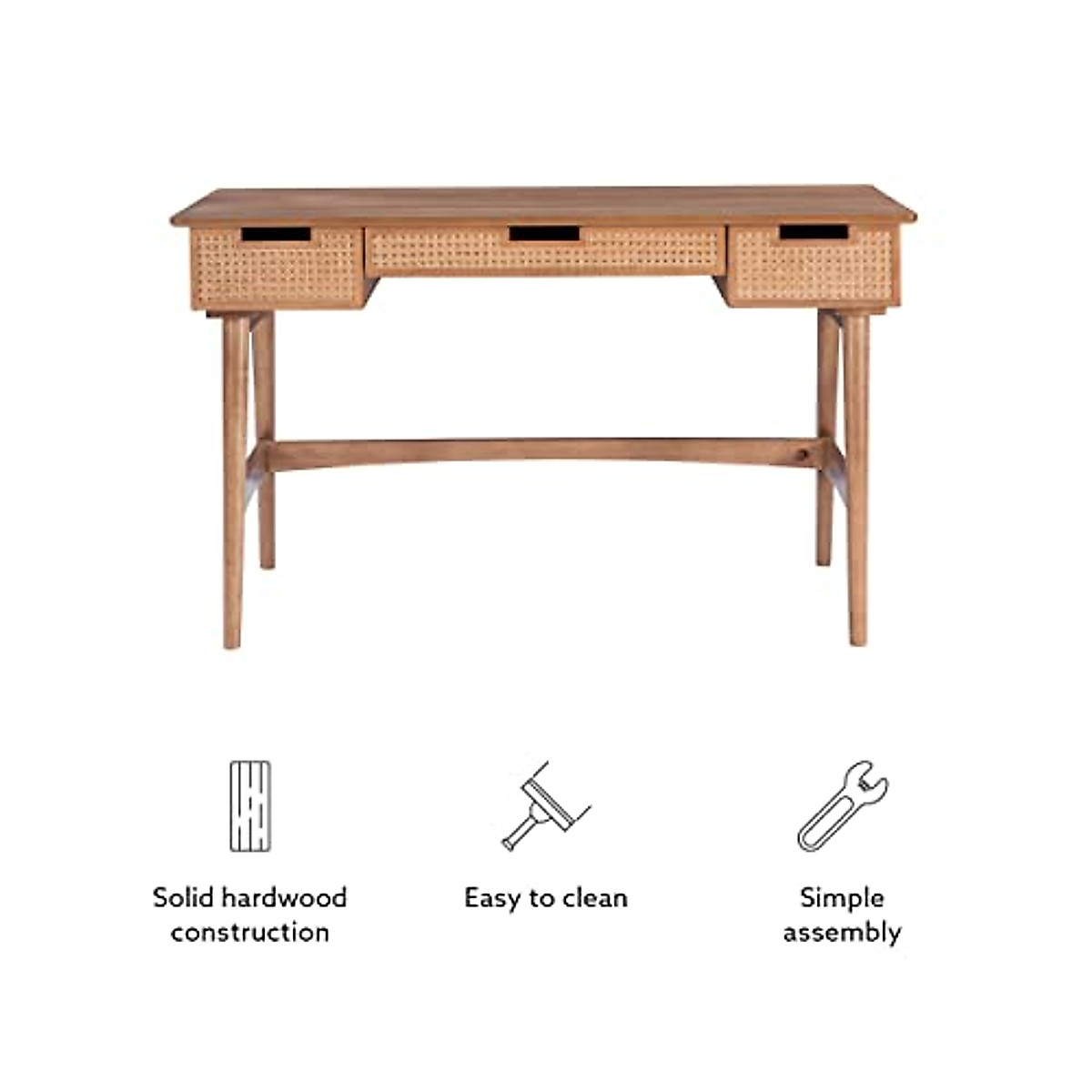 Linon Natural Dutton Wood and Rattan Desk