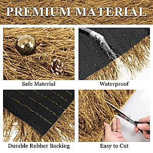 XLX TURF Faux Thatch Straw Table Runner 13 X 36 Inch, Yellow Grass Hay Table Centerpiece Decorations for Western Cowboy Birthday Thanksgiving Party, Hunting Theme, Home DIY Crafts