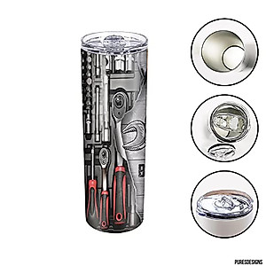 Mechanic Tools Box Motivational Car Love Funny Tumbler Cup Best Gift For Mens, Dad, Plumber Handyman - Double Wall Vacuum Thermos Insulated Travel Coffee Mug 20oz With Lid