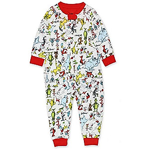 Dr. Seuss Grinch Cat in The Hat Infant Baby Footless Sleeper Pajamas (18 Months, White/Multi)