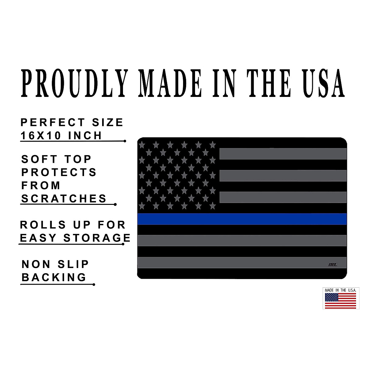 Rogue River Tactical Subdued Thin Blue Line Flag Gun Cleaning Mat Bench Pad Gift for Police Officer Law Enforcement