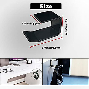 Yovimak Multifunctional Acrylic Stand, Headphone Stand Headphone Holder Adhesive Gaming Headset Hook for Most Headphones/Game Controllers, Universal Desktop Wall Mount Hook for Handbag (Black)