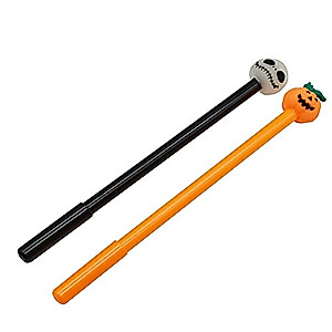Maydahui 12PCS Pumpkin Skull Heads Rollerball Pens Mix and Match Creative Cute Black Gel Ink Pens For Boys Halloween Party