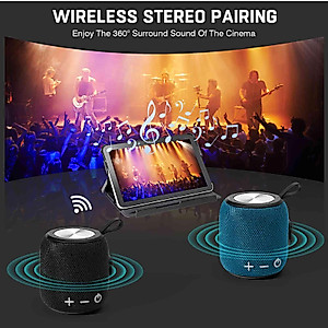 Bluetooth Speaker: Powerful Stereo Sound, IPX7 Waterproof, True Wireless Stereo Pairing, Portable Design, Latest Bluetooth V5.2 - Perfect for Realme 10, Beach, Outdoor, Home, Parties& More - Black