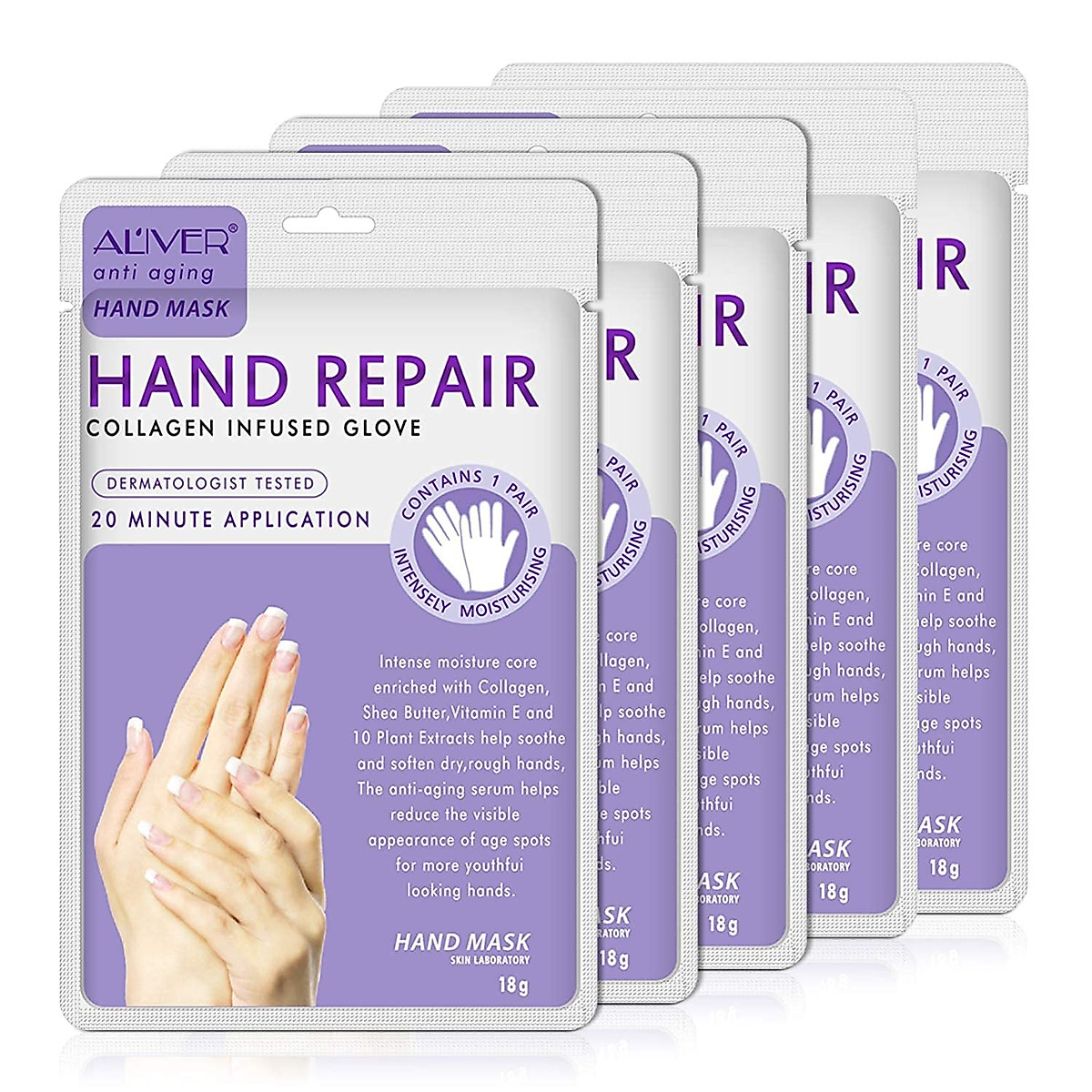 Hand Peel Mask, (5 Pack) Moisturizing Gloves,Moisturizing Natural Therapy Gloves,Exfoliating Hand Peeling Mask for Dry Hands, Repair Rough Skin for Men Women