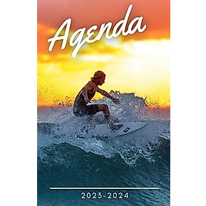Agenda 2023 2024: organisateur scolaire (Septembre 2023 - Juillet 2024) pour étudiants, collège, lycée: Planificateur journalier 1 jour par page: Couverture surf au coucher du soleil (French Edition)