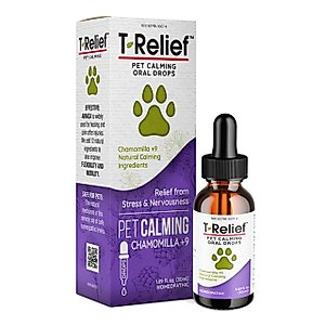 T-Relief Pet Calming Drops Natural Comfort Remedy & Nervousness Relief with Chamomile + 9 Homeopathic Stress Relieving Active Ingredients - Relaxing Herbal Blend for Dog & Cat - 1.69 oz