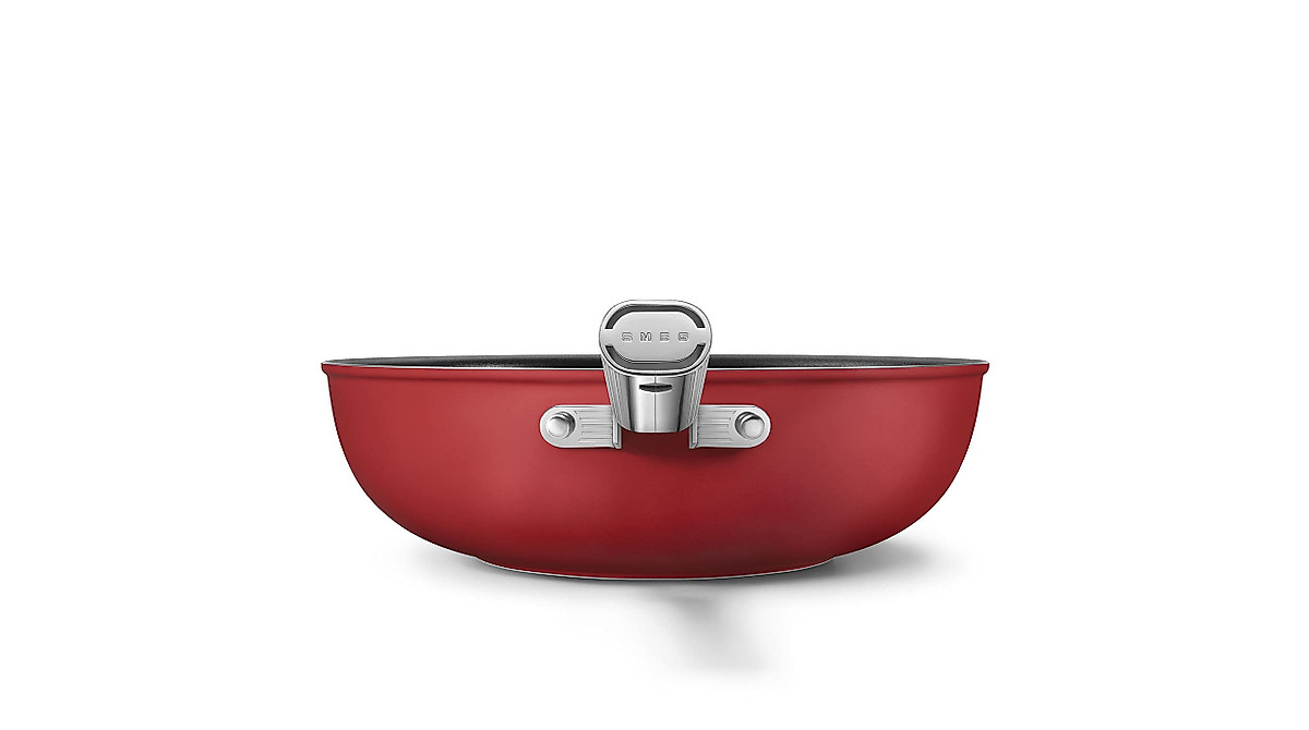 Smeg Red 12-Inch Wok - High-Quality Non-Stick Cookware