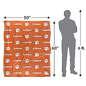 Clemson University Blanket, 50"X60" Logo Pattern,Silky Touch Sherpa Back Super Soft Throw Blanket