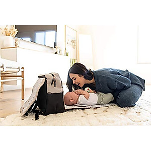 Petunia Pickle Bottom Boxy Backpack, Diaper Bag, Stylish Baby Bag, Spacious Backpack, On-The-Go Moms, Sand/Black