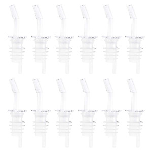 (Pack of 12) Free Flow Liquor Bottle Pourer without Collar, Clear Spout Bottle Pourer, Liquor Pour Spouts by Tezzorio