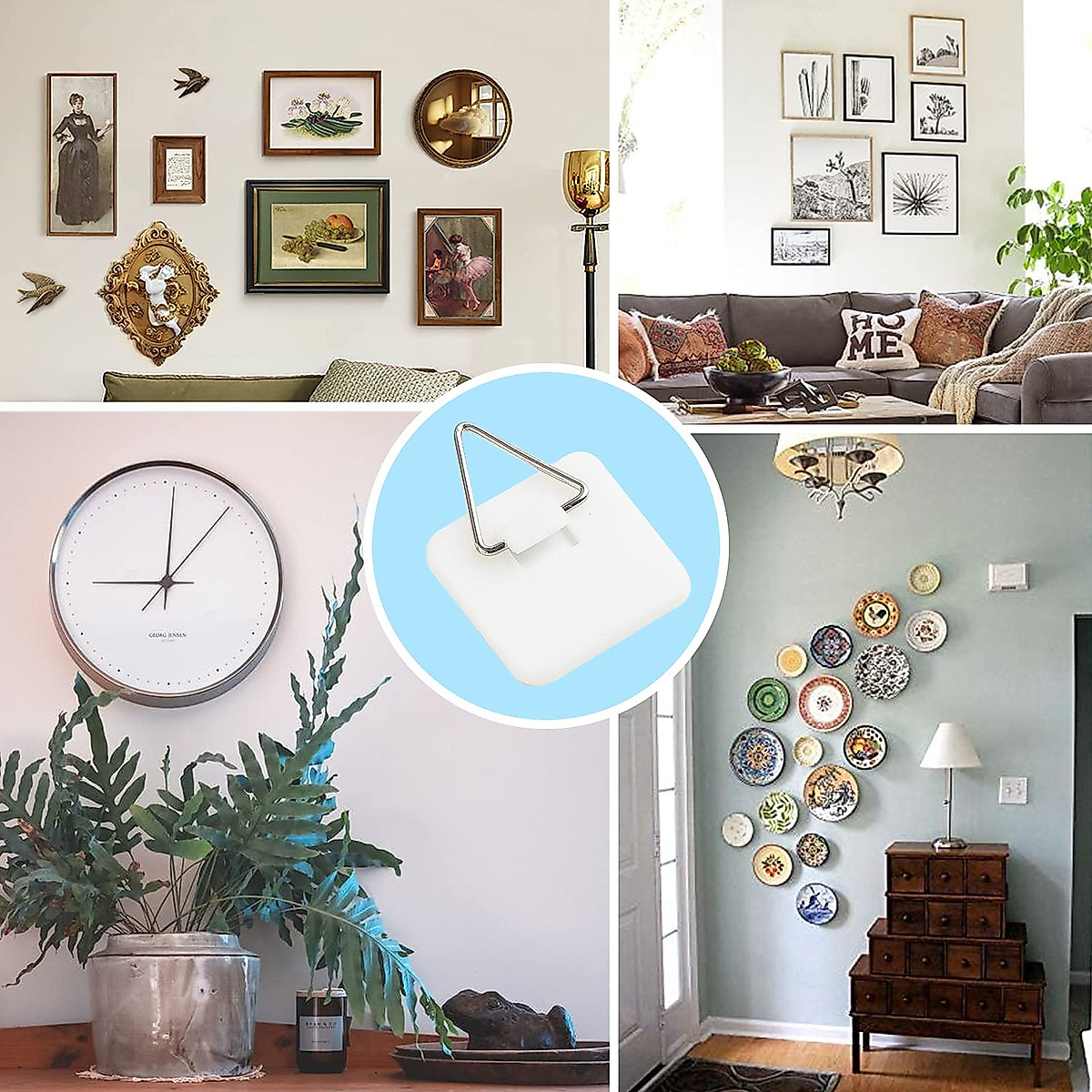 50PCS Plate Hangers for The Wall Plate Holder Hooks for Decorative Plates 1.3 Inch Sticky Invisible Adhesive for Art Supplies Home Decor