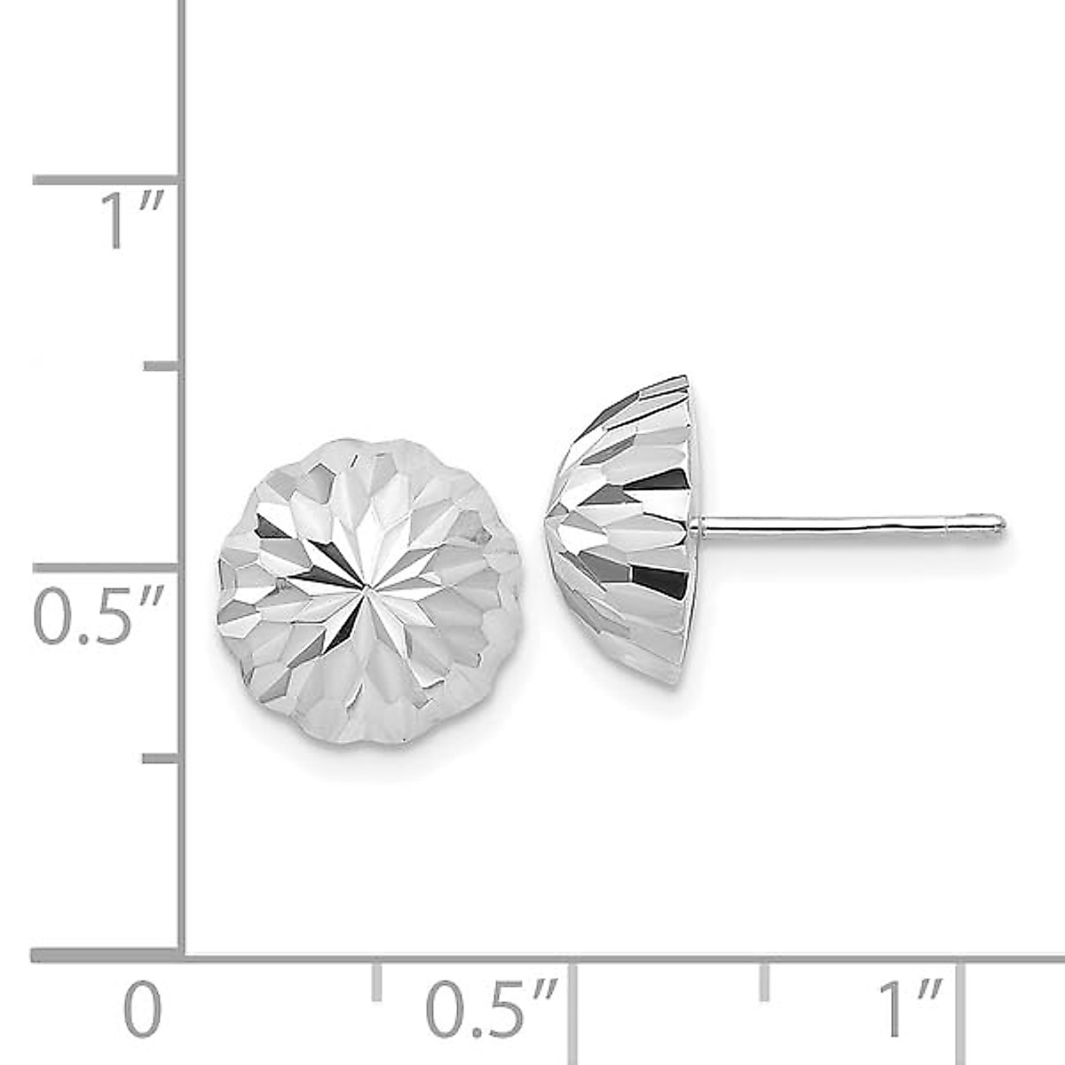14K White Gold Half Ball Stud Earrings