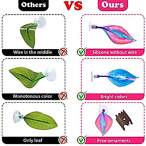 WILLBOND 2 Pieces Silicone Betta Bed Leaf Hammock for Betta Fish, Betta Fish Bed, Practical Resting Spot, No BPA, Comfortable and Safe (Blue, Pink)