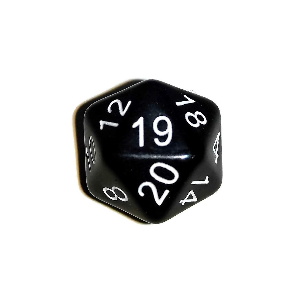 Black with White Numbers d20 Initiative Advantage Die for Role-Playing Games. 20 Sided RPG Dice