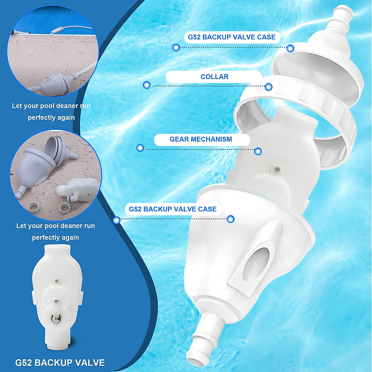 Upgraded G52 Polaris Backup Valve Replacement Kit fit for Po-laris 180, 280, 380, 480, 3900 Pool Cleaners