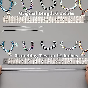 Stretchy String for Bracelets, 4 Rolls 1 mm Sturdy Elastic String Elastic Cord for Jewelry Making, Necklaces, Beading (2 Black+ 2 White)