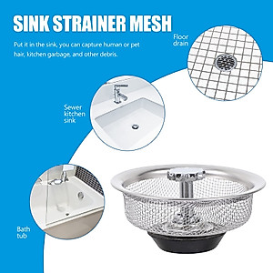 Veemoon 2pcs Filter Sink Drain Strainer Bathtub Drain Strainer Metal Strainer Tub Drain Stopper Tub Drain Plug Sink Strainer Stopper Food Stainless Steel Anti-Clogging Floor Drain