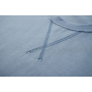 KLIEGOU Mens 100% Cotton Hipster Hip Hop Longline Crewneck T-Shirt (66 Light blue1 M)