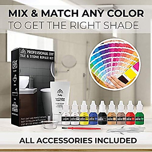 Tile Repair Kit Stone Repair Kit - Porcelain Repair Kit, Marble Repair kit, Tub and Tile Refinishing Kit, Crack Chip Ceramic Floor, Shower Tile Gap Filler & Bathtub Repair Kit, Granite Filler Repair