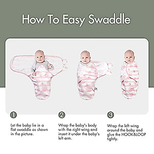 GLLQUEN BABY Organic Girl Swaddle Blankets, Adjustable Infant Swaddle,Newborn Swaddles for 0-3 Months, Ergonomic Baby Sleep Sack,Pink Floral or Dandelions or Leaves,Swaddling Blankets 3 Pack Wrap Set