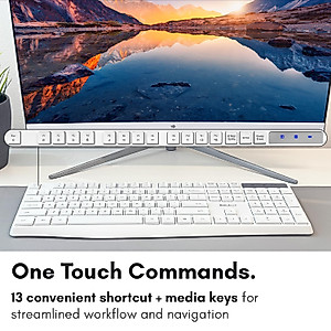 Macally Wireless Keyboard, 2.4G Wireless White Keyboard - Ergonomic Full Size Computer Keyboard with Numeric Keypad for Laptop, Desktop, Surface, Chromebook, Notebook