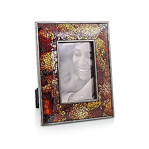 LushAccents Photo Picture Frame - 4" x 6", Mosaic Glass Premium Frame for Wall and TableTop Display