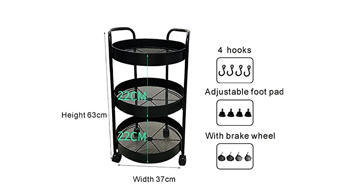 YXBDN 3-Layer Kitchen Storage Rack - Space Saving Trolley