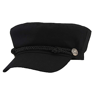Brcus Women Yacht Captain Sailor Hat Newsboy Cabbie Baker Boy Peaked Beret Cap Black