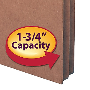 Smead File Pocket, Straight-Cut Tab, 1-3/4" Expansion, Legal Size, Redrope, 25 per Box (74214)