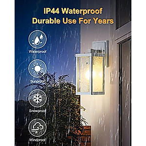 Youroke Outdoor Wall Lantern White, Modern Waterproof Wall Sconces Light Fixtures, Anti-Rust Aluminum Wall Mount Lamp with Water Ripple Glass Shade, Porch & Patio Lights for House Garden Entryway