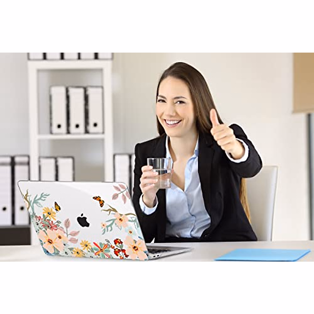 Teryeefi for New MacBook Pro 13 Inch Case 2022 2021 2020 2019 2018 2017 2016 Release A2338 M1 M2 /A2289/A2251/a2159/A1989/A1706 Touch Bar, Floral Hard Plastic Shell and Keyboard Cover,Orange Flower