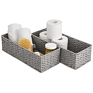 StorageWorks Rope Paper Storage Baskets Set, Gray