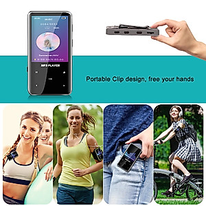 Portable Bluetooth MP3 Player with Clip - Wireless Mini Digital Hifi Lossless sound Music Players with 2.4 '' screen, Wearable Small Black Walkman Audio player with 32GB Memory for Sport and Running