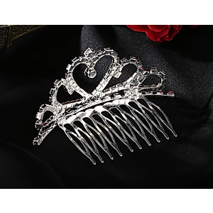 Lovelyshop Mini Heart Rhinestone Tiara for Wedding Bride Prom Birthday Pegeant Prinecess Party-1 Pack