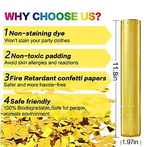 Confetti Cannon Gold Confetti Poppers Cannons 12 Pack Confetti Party Poppers Confetti Shooters Golden Confetti Cannon Bulk for Wedding Birthday Graduation Baby Shower Anniversary Christmas New Year's