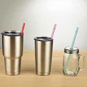 Dakoufish 12 Piece 11 Inch Reusable Plastic Thick Drinking Straws BPA Free Mason Jar Straws Plain Color (11inch,12color)