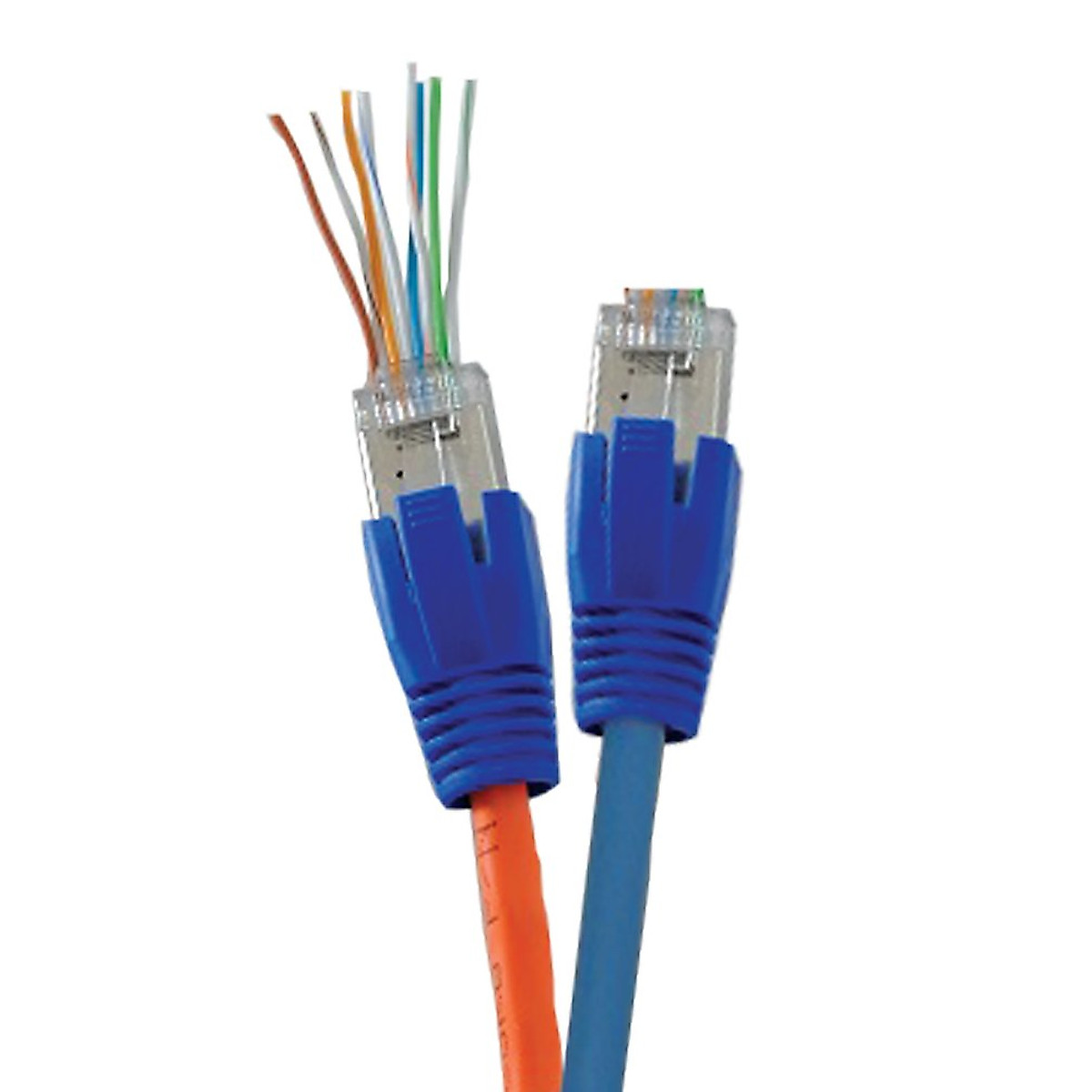 Platinum Connector RJ45 Cat6a/6 FTP snap in clips with Boots (50 count each) - pass through makes connector assembly much easier and less prone to miss-wiring