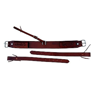 WEMBILS Horse Western Leather Complete Flank Cinch Set Primeum Leather Quality Horse Riding Equestrian Decoretive Western Rear Flank Back Cinch Girth Saddle Billets TACK Horse Cinches