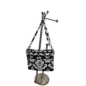 RoomForLife - Trendy Crossbody Quad Zipper Bag - Color : Damask Black - Handbag - Purse - Compact bag