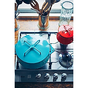 DANSK 833297 Koben Style Double Handed Pot, 7.1 inches (18 cm), 2.2 L., Induction Compatible, Turquoise/Teal, Oven Safe, Enameled
